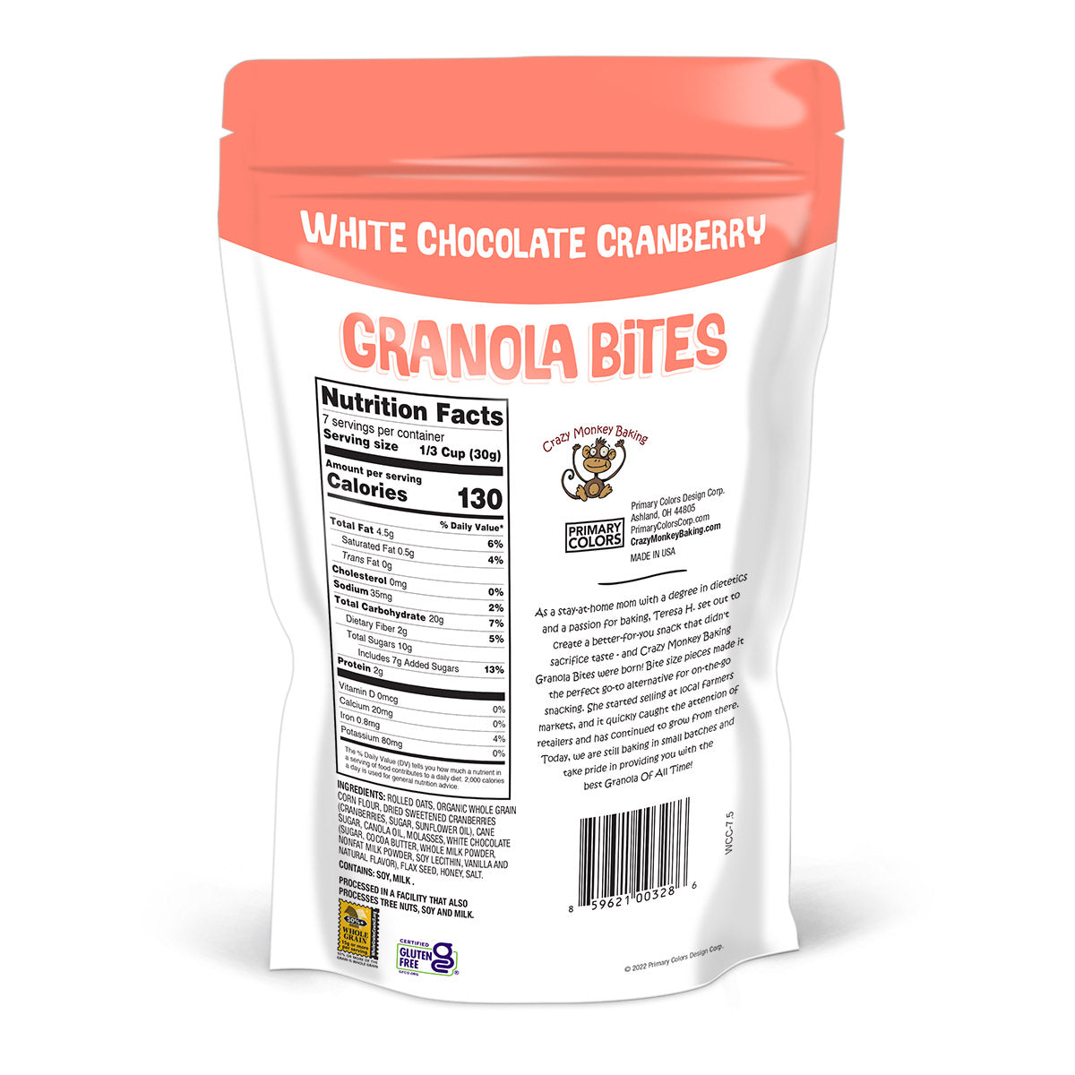 7.5 oz. Crazy Monkey White Chocolate Cranberry Granola Bites | Crazy ...